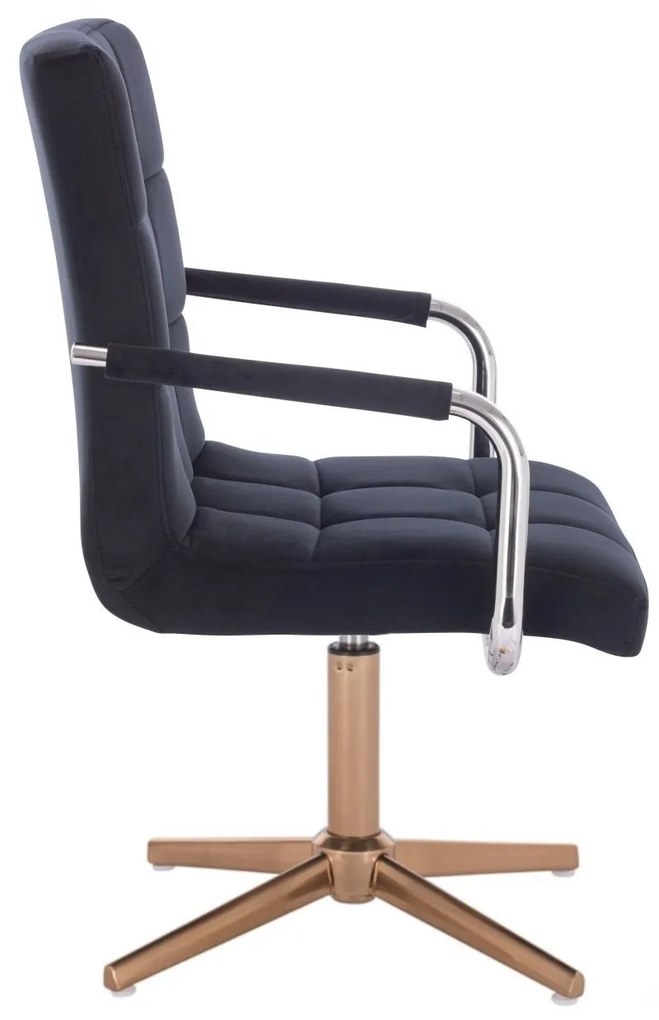 LuxuryForm DESIGN Otočná židle VERONA VELUR na zlatém kříži - černá