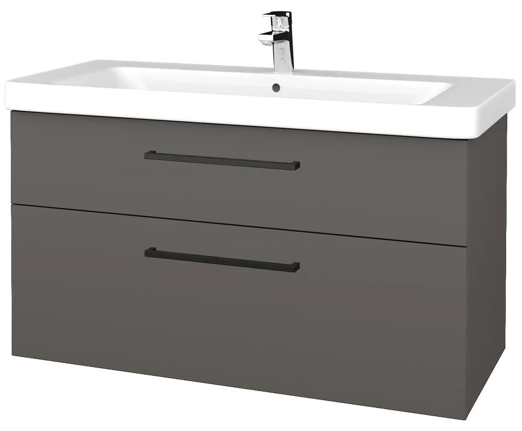 Dřevojas Koupelnová skříň Q MAX SZZ2 105 Varianta: N01 Bílá lesk / Úchytka T04 / D16 Beton tmavý