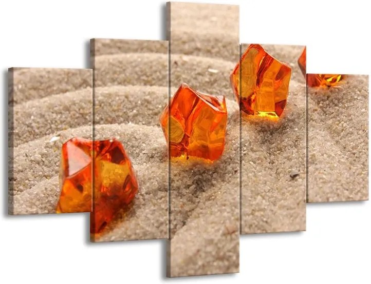 Oranžové krystaly v písku 100x70 cm