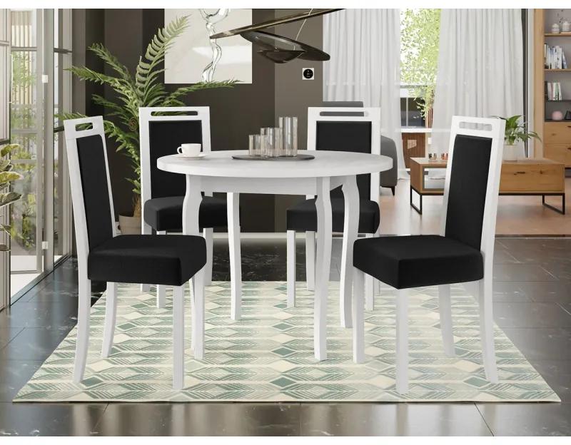Jídelní stůl se 4 židlemi AL18, Barva dřeva: bílá, Potah: Zetta 300