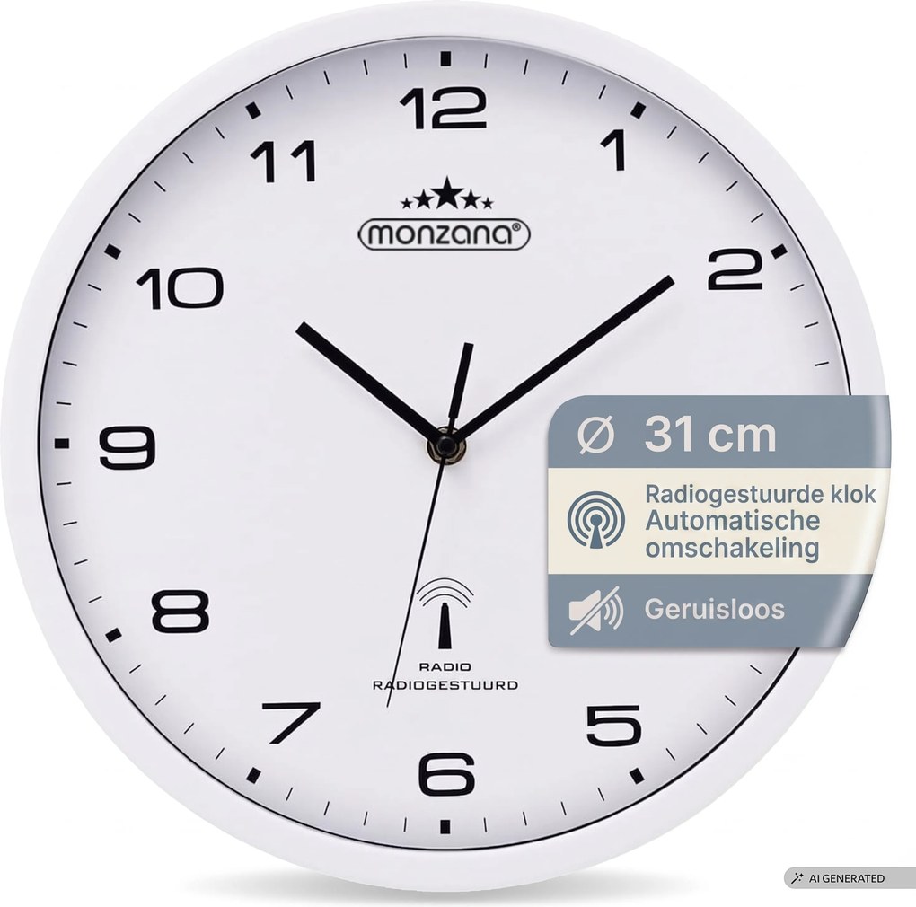 Nástěnné hodiny řízené rádiem bílý Ø31cm