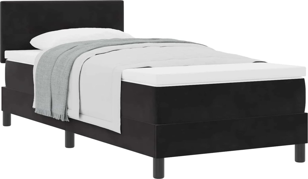 Postel s boxspringem s čelo Černá 100 x 200 cm samet 3339154