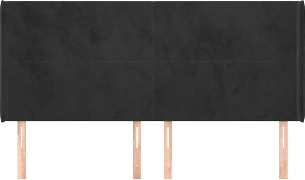 Čelo postele typu ušák černé 183x16x118/128 cm samet 3119362
