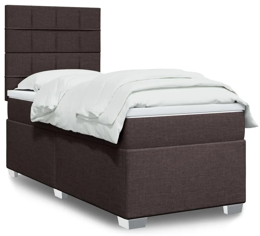 Box spring postel s matrací tmavě hnědá 90x200 cm textil 3292674