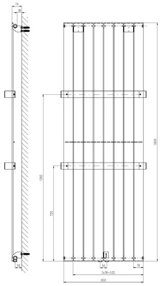 Sapho - Koupelnový radiátor COLONNA 1205W/230V 60x180 cm bílá