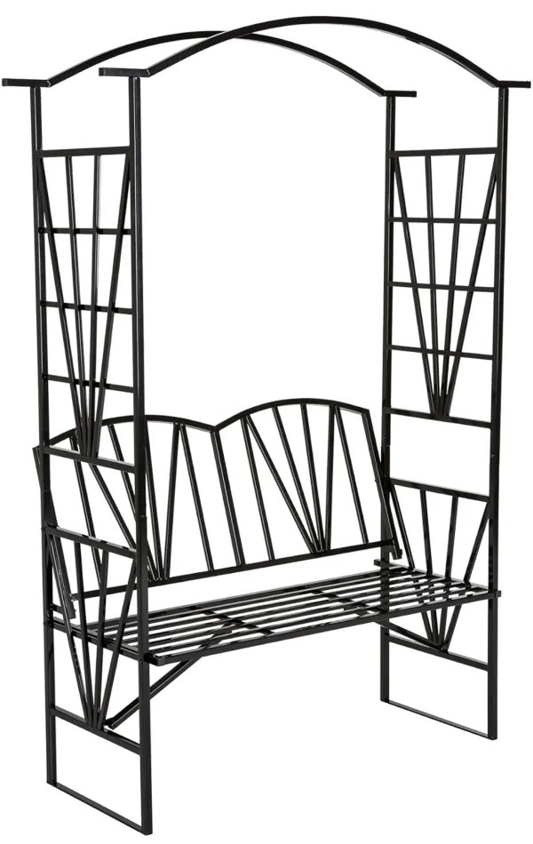 Kondela Zahradní lavička s pergolou, černá, HAIFA