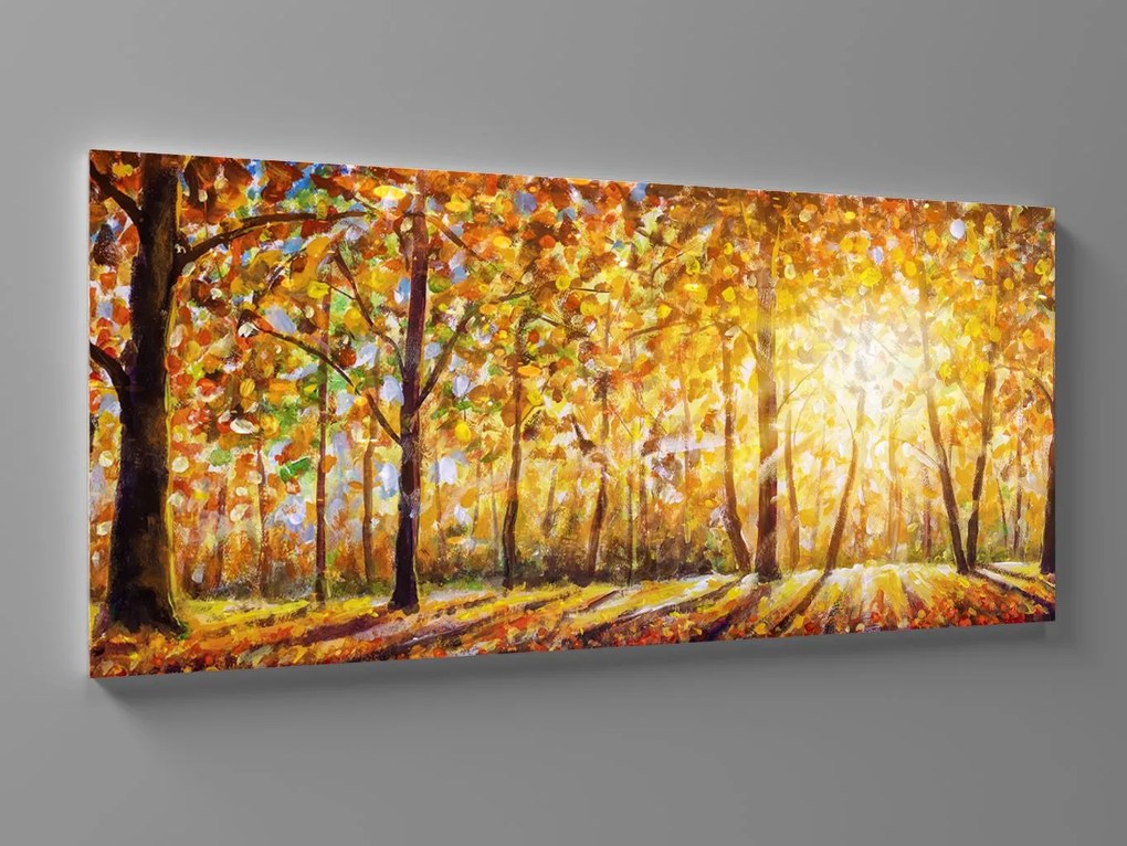 XXL obraz malba podzimního lesa Rozměr: 250 x 125 cm