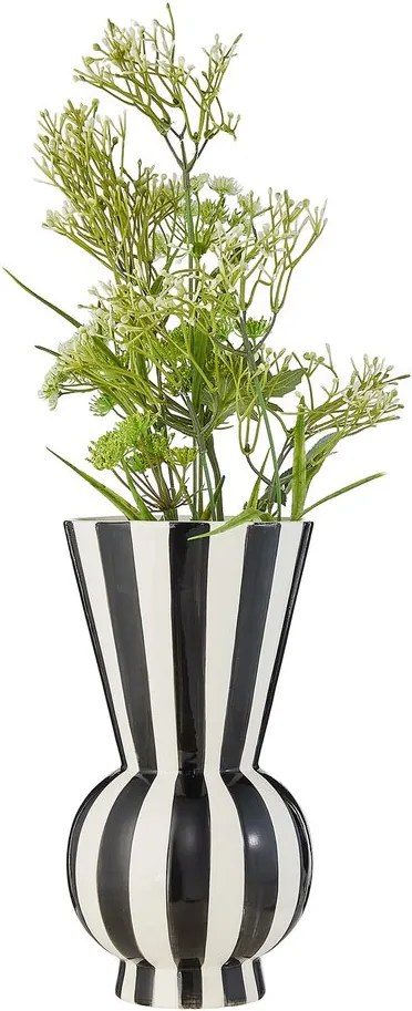LYDIA Váza pruhy 30 cm - černá/bílá