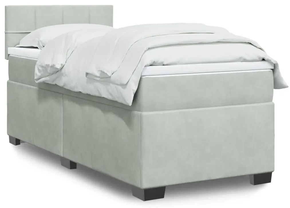 Box spring postel s matrací světle šedá 100x200 cm samet 3288534