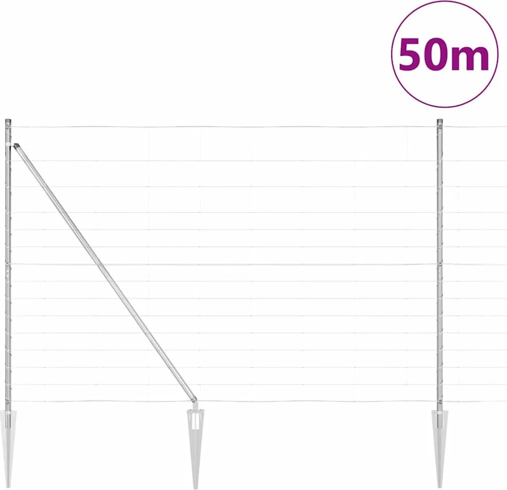 Svařované drátěné ploty s hroty 50 x 1,6 m Pozinkovaná ocel 3351466