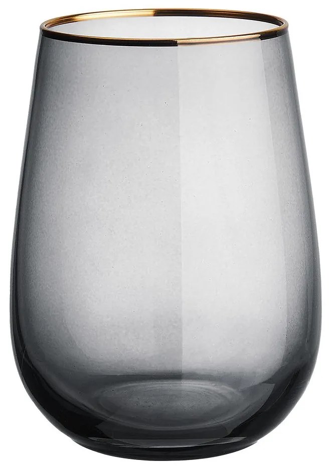 TOUCH OF GOLD Sklenice se zlatým okrajem 590 ml - tm. šedá