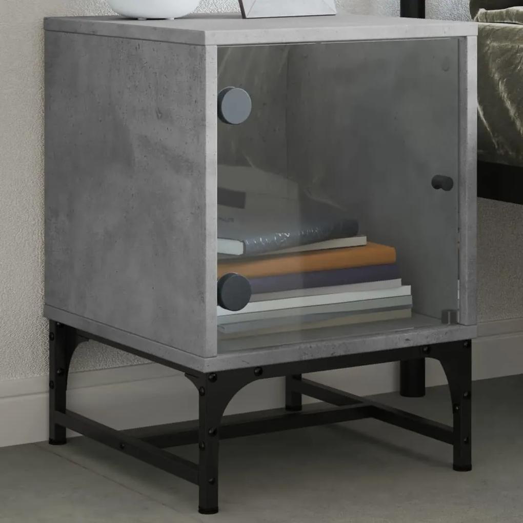 vidaXL Noční stolek se skleněnými dvířky 35 x 37 x 50 cm [836520] Barva: Betonová šedá