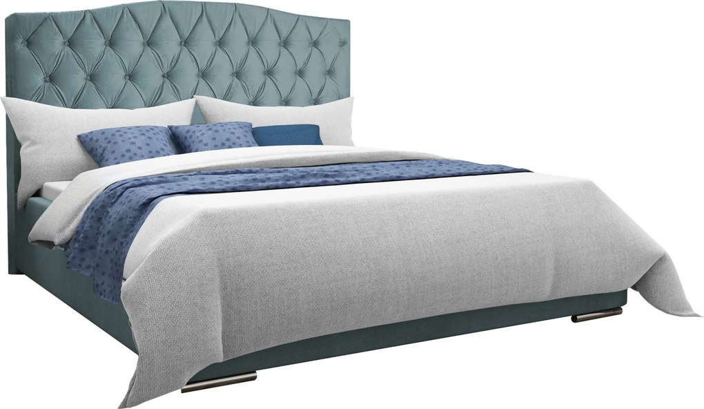 Eka Čalouněná postel Valentyn - Fresh 140x200 cm Barva látky - Fresh: Azurová (Fresh 30), Úložný prostor: S kovovým rámem úložného prostoru