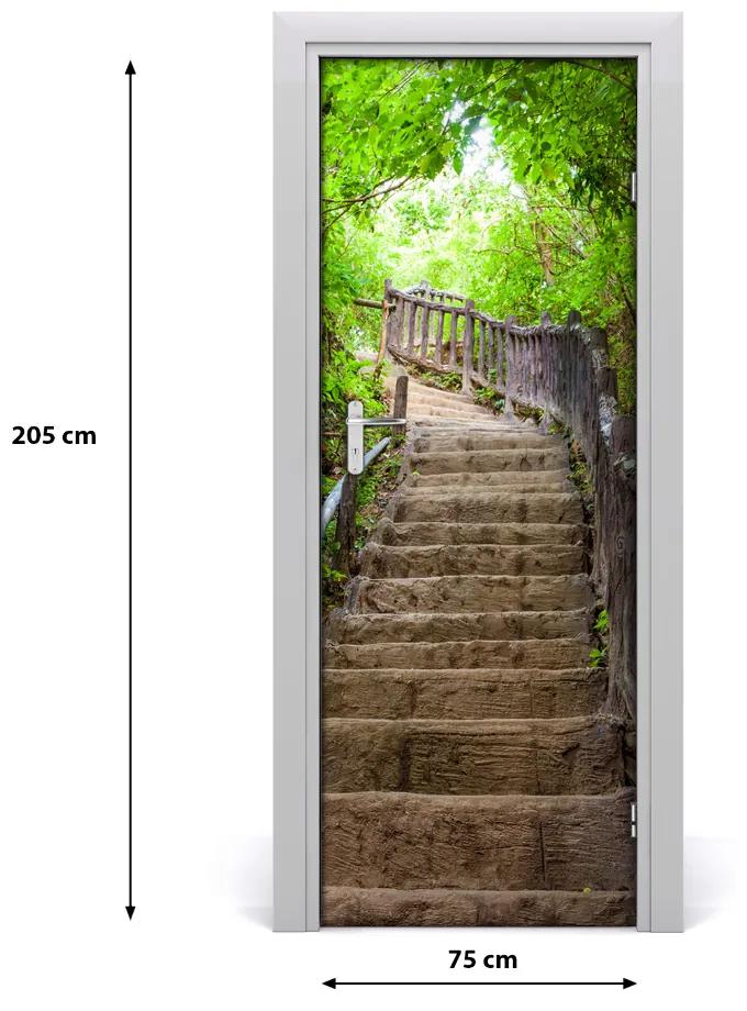 Fototapeta samolepící na dveře schody v lese 75x205 cm