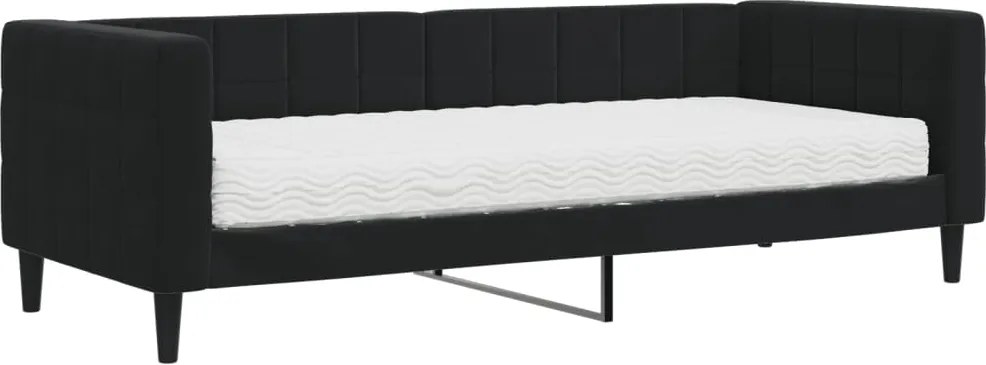 Válenda s matrací černá 80 x 200 cm samet 3196664