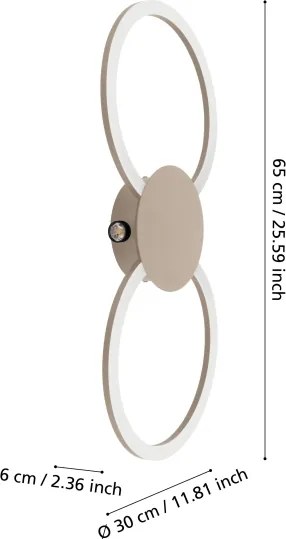 Eglo 902127 - LED Nástěnné svítidlo VENTICELLO LED/20W/230V + LED/0,91W béžová