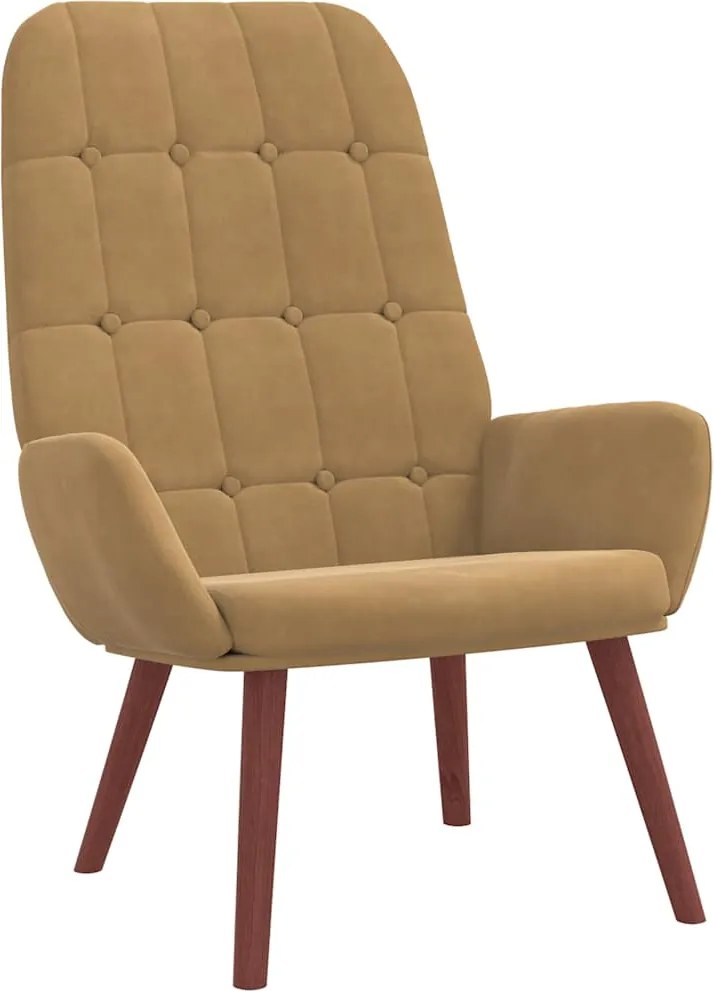 Relaxační křeslo s podnožkou hnědé samet 3315146
