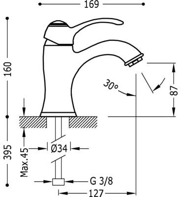 Tres Clasic páková umyvadlová retro baterie, matná mosaz, 24210301LM