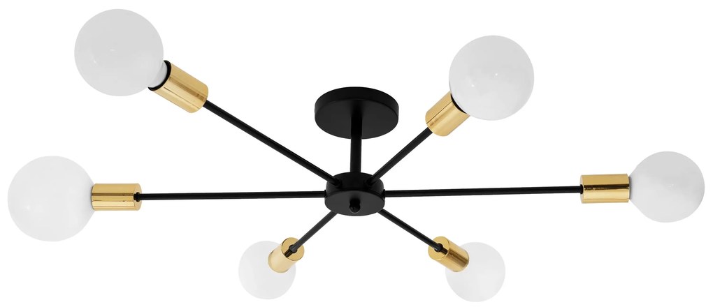 Toolight - Lampa spider-6 APP501-6C, černá-zlatá, OSW-01100