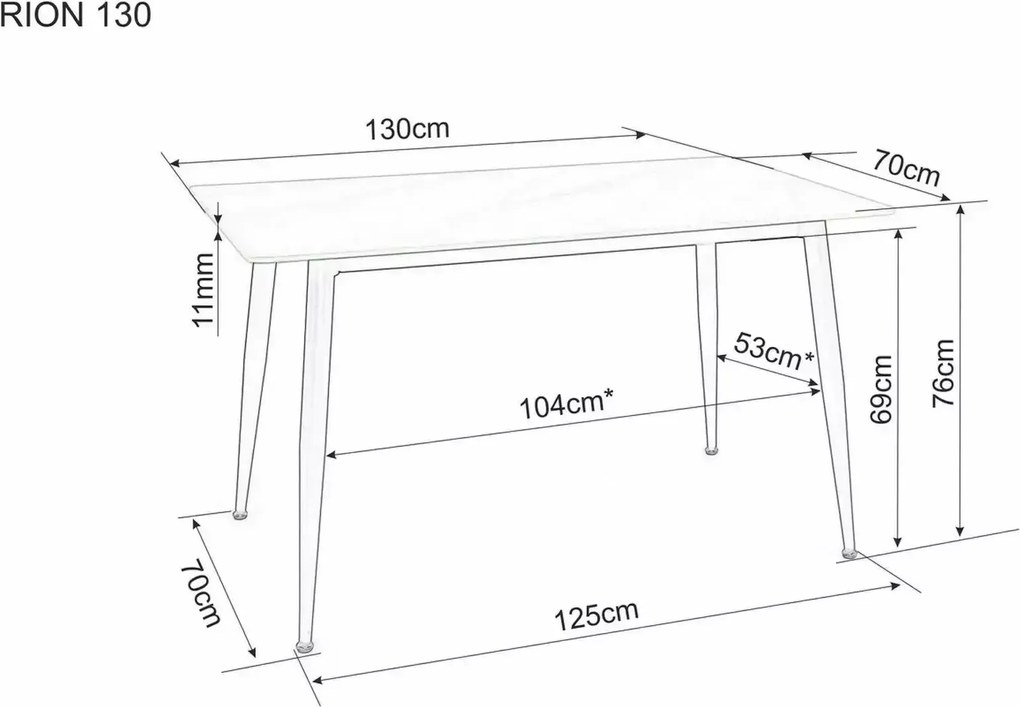 Jídelní stůl Rion 130 cm keramika černý mramor/černý