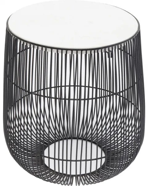 Odkládací stolek Beam White Marble O 32 cm - černý