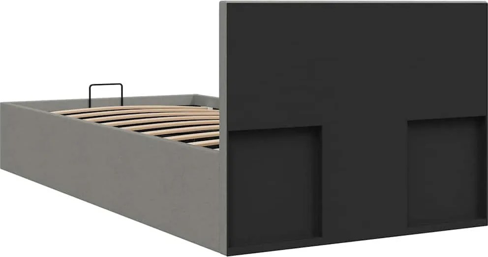 Rám postele s úložným prostorem světle šedý textil 100 x 200 cm 285577