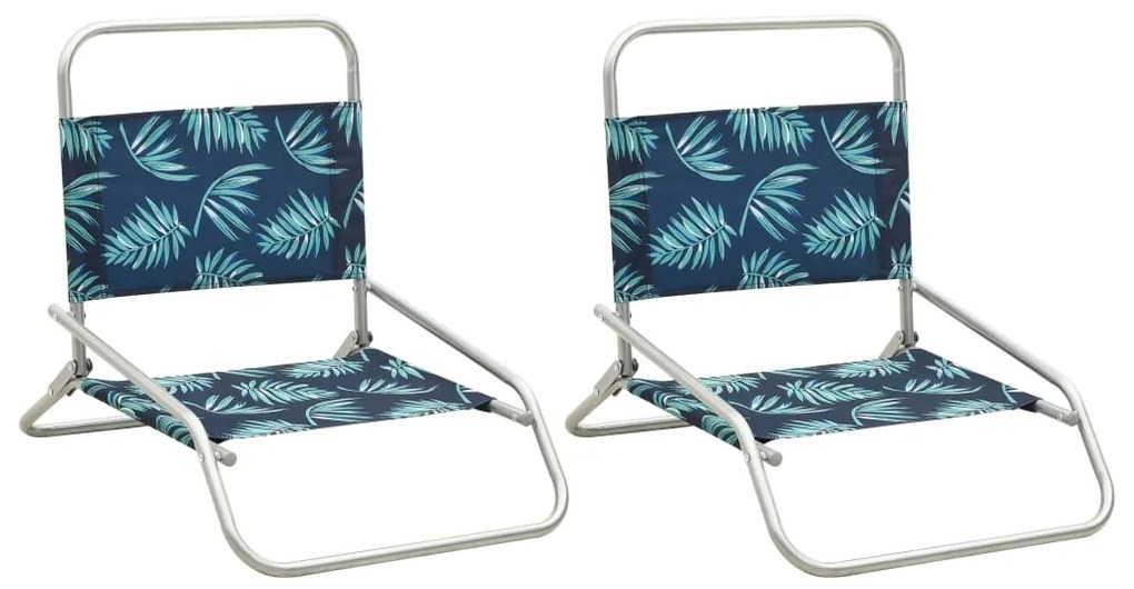 310373 vidaXL Skládací plážové židle 2 ks s potiskem listů textil