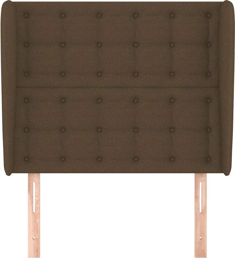 Čelo postele typu ušák tmavě hnědé 83 x 23 x 118/128 cm textil 3118367
