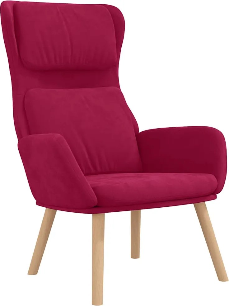 Relaxační křeslo vínové samet 341356