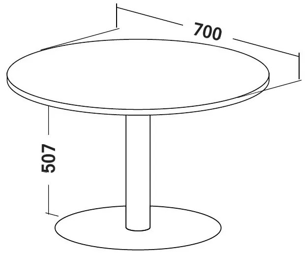 Jednací stůl ProOffice, průměr 70 cm, bílá