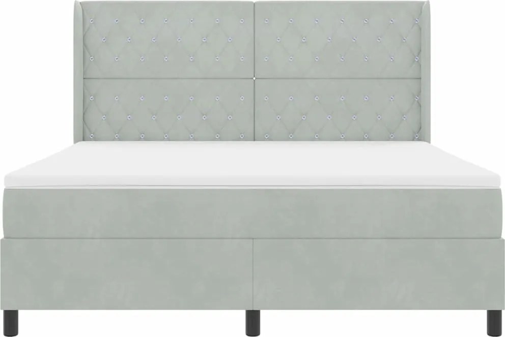 Postel s boxspringem s matrací Světle šedá 180 x 200 cm samet 3341966