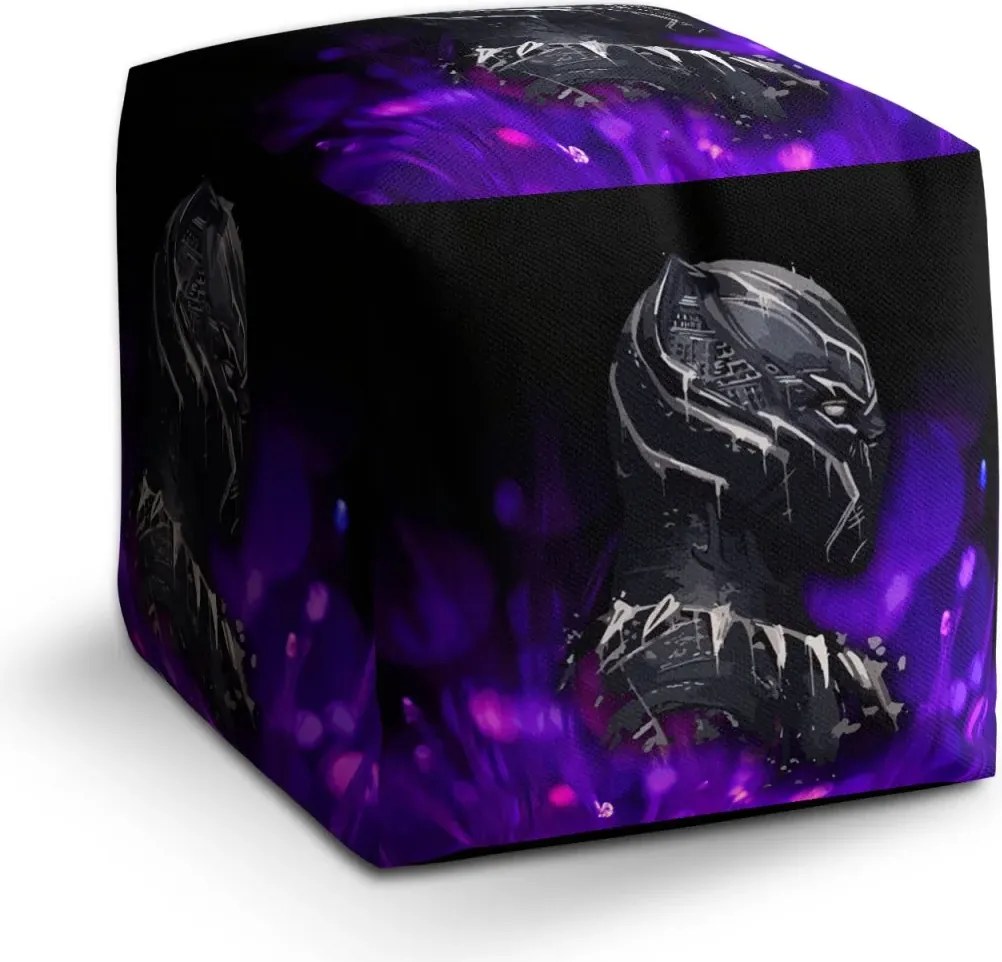 Sablio Taburet Cube BLACK PANTHER Fialová luminescence - 50x50x50 cm