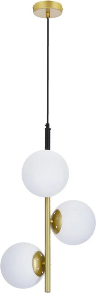 Závěsná lampa 3 Duo koule černá matná/zlatá
