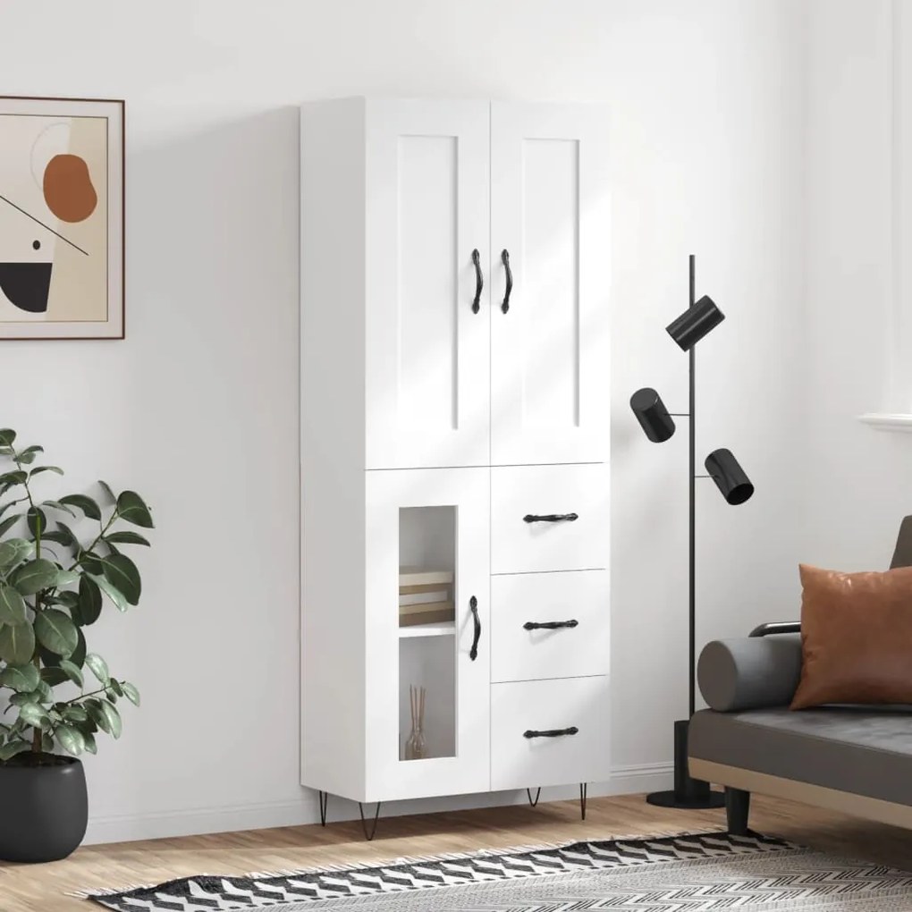 Skříň highboard bílá 69,5 x 34 x 180 cm kompozitní dřevo