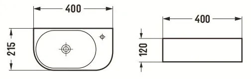 Mexen Víra, umyvadlo na desku, pravé, 40 x 21 cm, černá matná, 21274085L