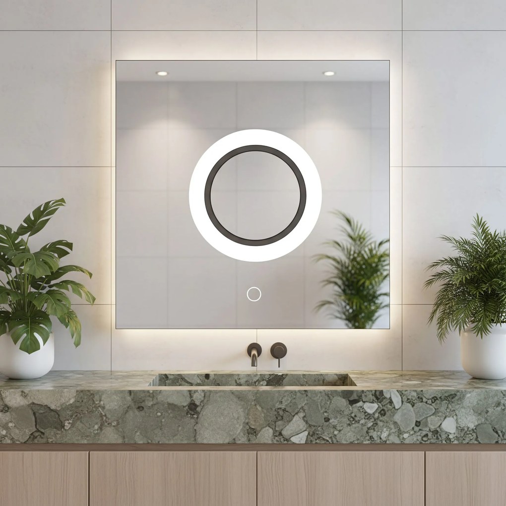 Tutumi Rea, čtvercové LED zrcadlo 60x60 s kulatým LED podsvícením YH-BL-12, HOM-01513