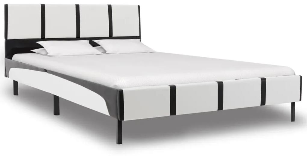280407 vidaXL Rám postele bílý a černý umělá kůže 120 x 190 cm
