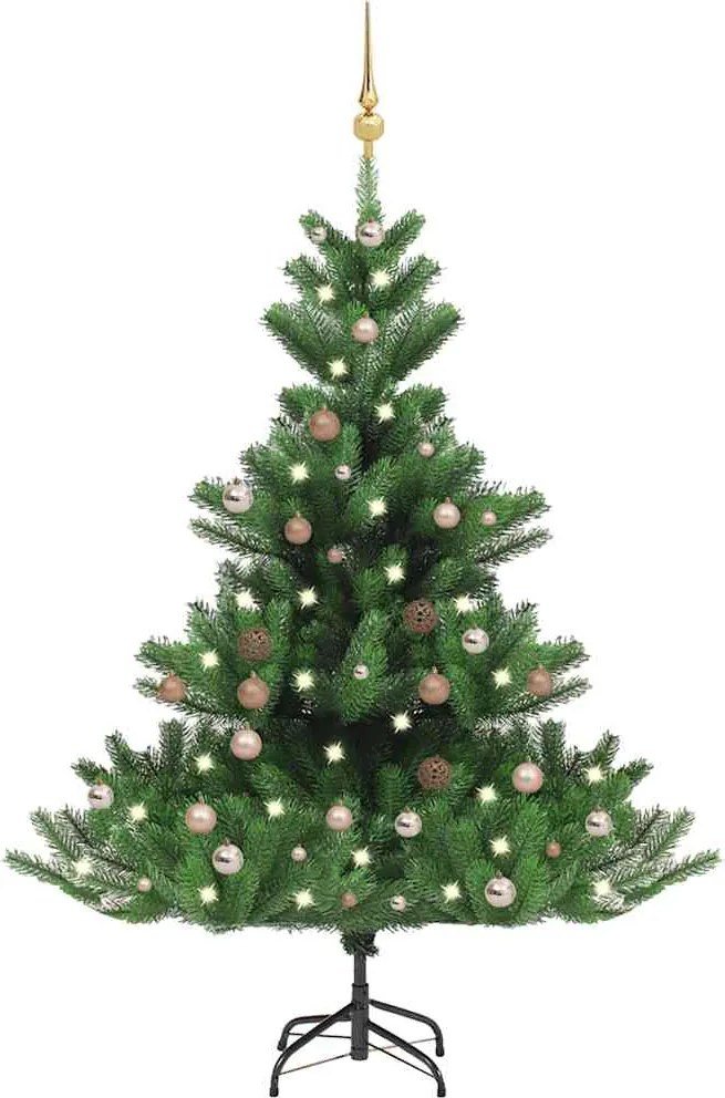 Umělý vánoční stromek normandská jedle LED a koule zelený 150cm 3077645