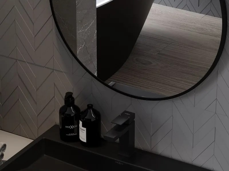 Mexen Loft kulaté koupelnové zrcadlo 80 cm, černý rám - 9850-080-080-000-70