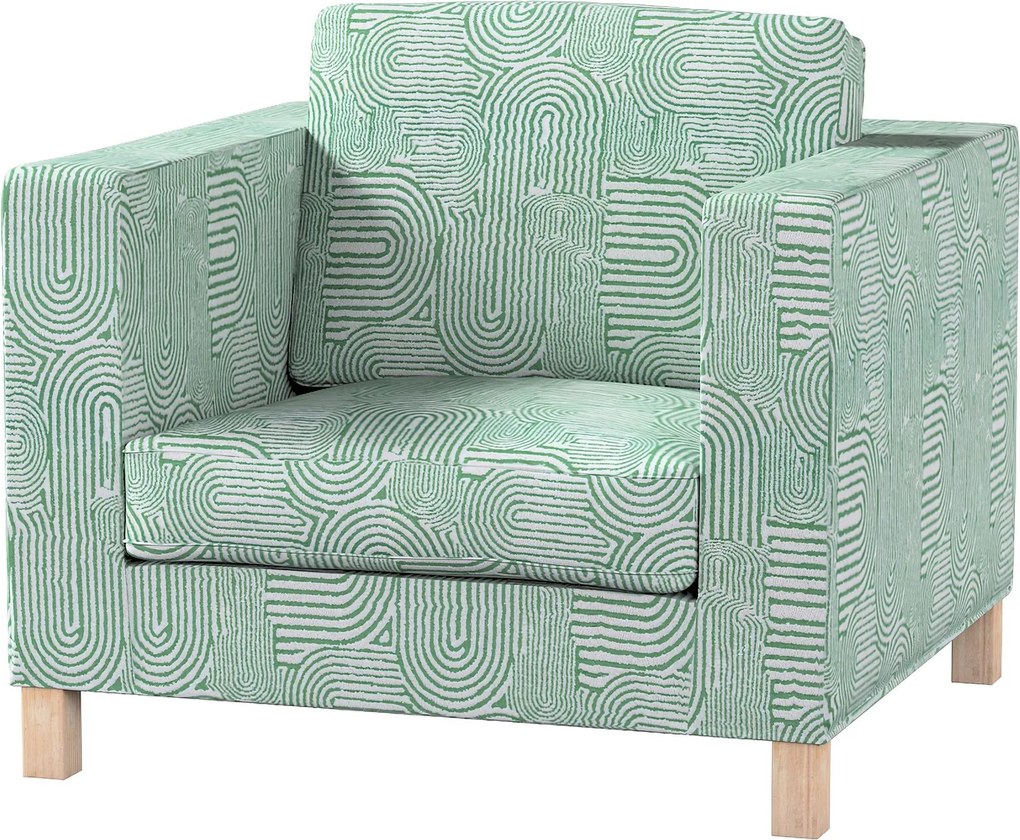 Potah na křesko IKEA Karlanda, krátký barva zelená látka pletený vzor, vzorované