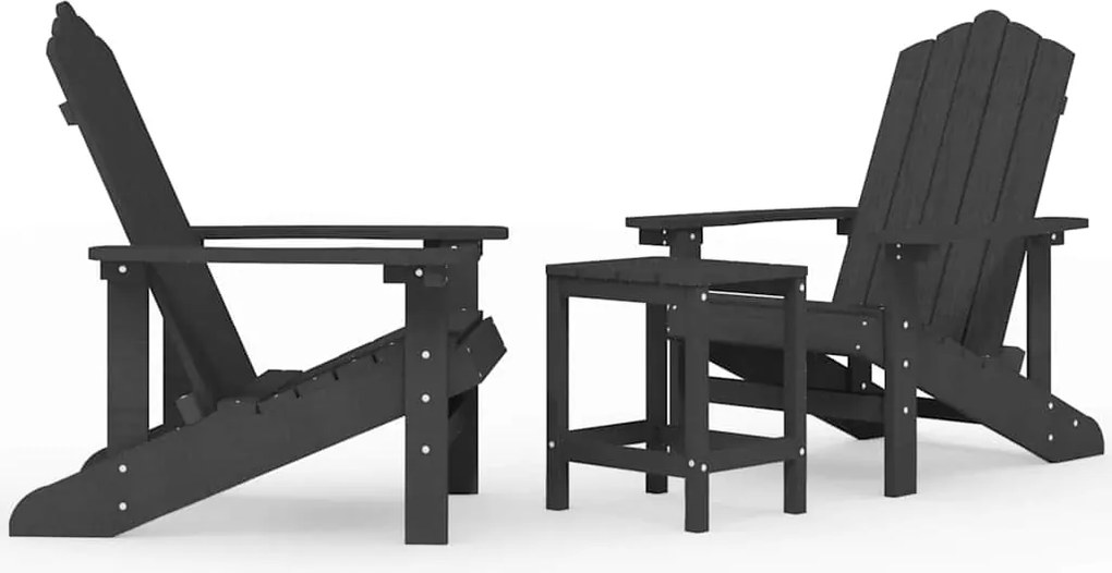 Zahradní křesla Adirondack se stolkem HDPE antracitová 3095705