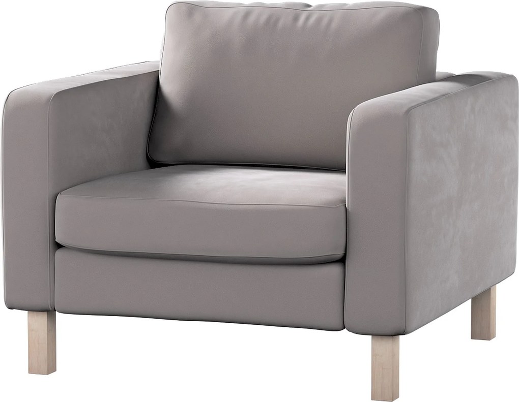Potah na křeslo IKEA Karlstad, krátký barva šedá látka lesklé, sametová