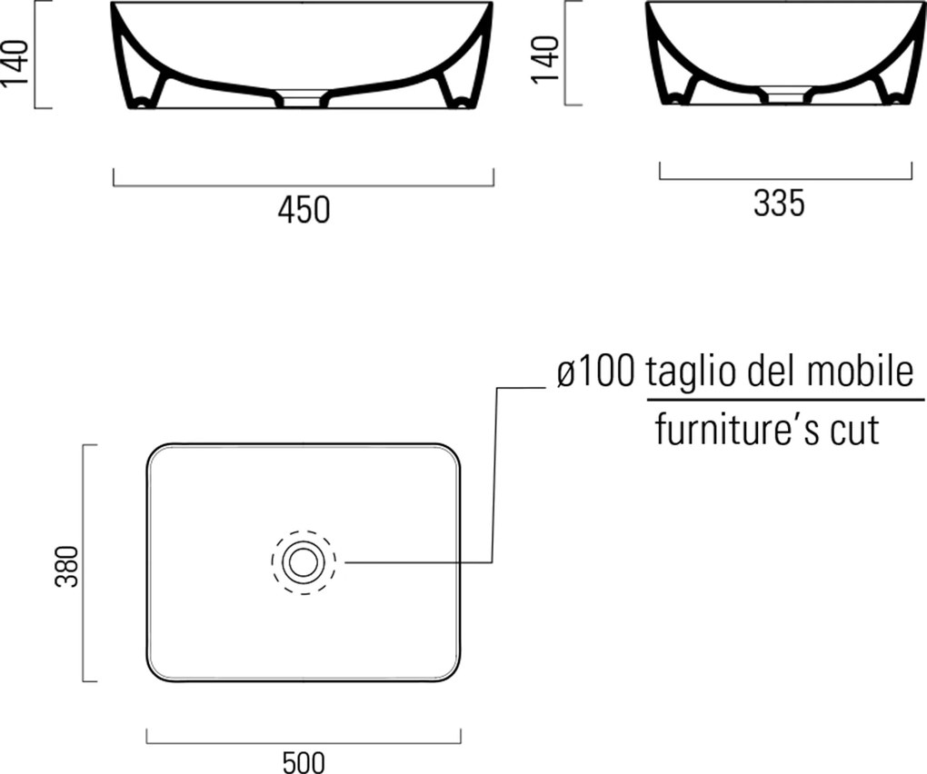 GSI Sapho Sand 903726 umyvadlo 50 x 38 cm černá mat