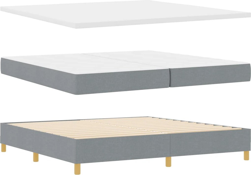 Postel s boxspringem s čelo Světle šedá 200 x 200 cm textil 3344401