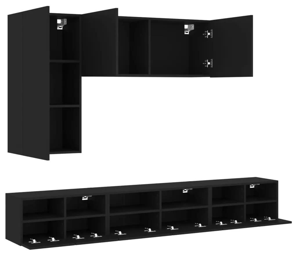 5dílná obývací stěna černá kompozitní dřevo - Default Title
