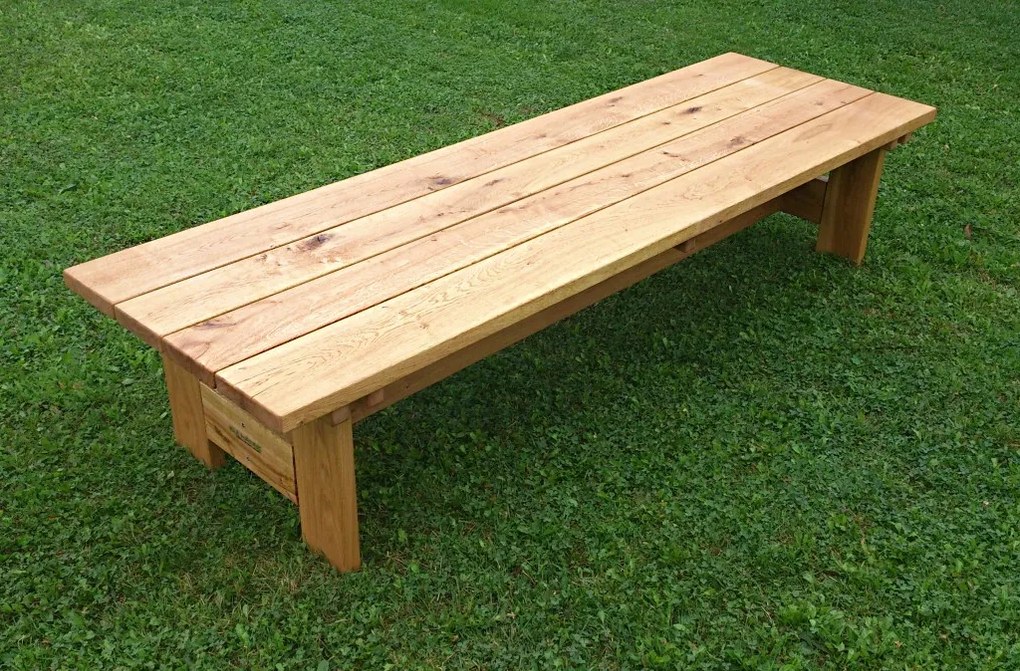 KULHÁNEK Široká zahradní lavice - přírodní Délka: 150 cm, Odstín nátěru: lazura - teak