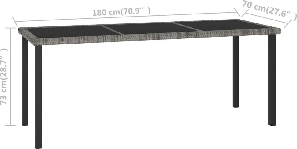 vidaXL Zahradní jídelní stůl 180 x 70 x 73 cm polyratan [315119] Barva: Černá