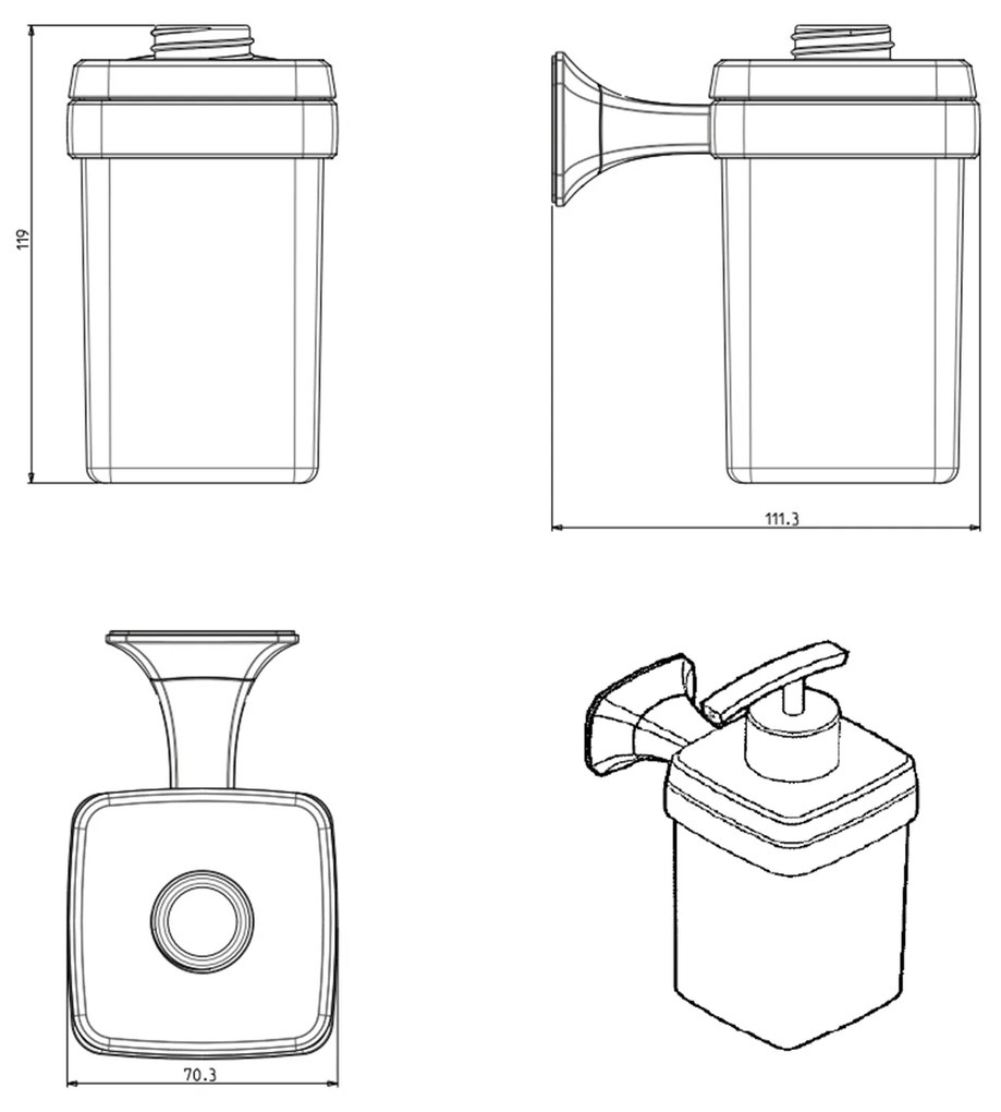 METAFORM AIDA dávkovač mýdla 270 ml, mléčné sklo, chrom - AI019