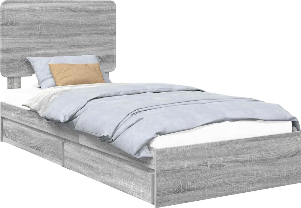 Postel s úložným prostorem se zásuvkou Šedá Sonoma 75 x 190 cm 3412740