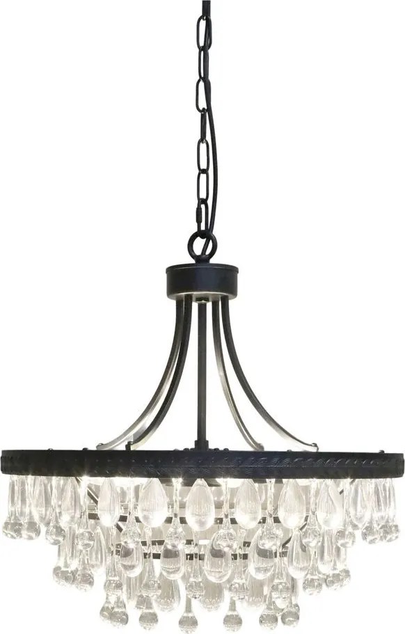 Černý antik lustr s kapkovitými krystaly Versailles - 50*49cm/ E14/ 40W